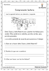 10 Fichas de comprensión lectora para primaria