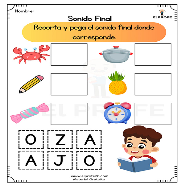 Actividades conciencia fonológica sonido final