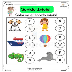 Actividades sonido inicial para preescolares