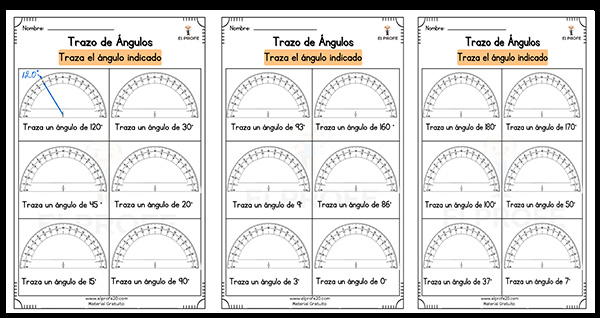 Ejercicios de trazo de ángulos