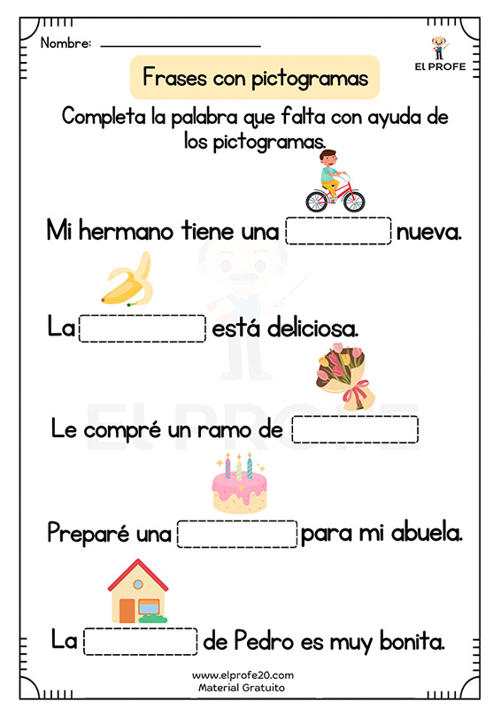 Frases con pictogramas para niños