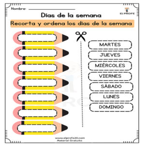 Ejercicios de los días de la semana para niños