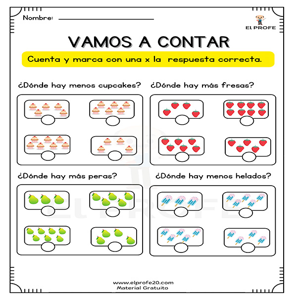 Ejercicios de conteo para primer grado
