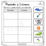 Pesado y liviano actividades para niños