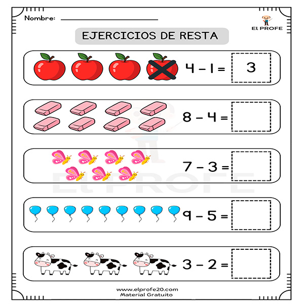 Ejercicios de resta