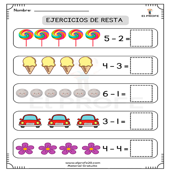 Ejercicios de resta