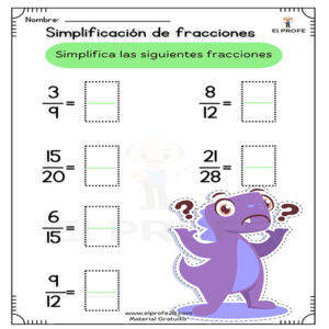 Ejercicios de simplificación de fracciones