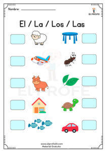 Ejercicios de los artículos el, la, los y las
