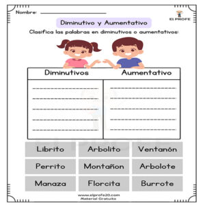 Ejercicios de diminutivos y aumentativos