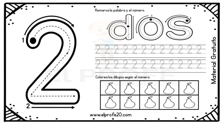 Fichas de grafomotricidad números del 1 al 10
