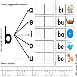 Cuadernillo aprende las sílabas simples recortando y pegando