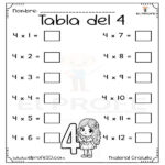 Tabla del 4 | Elprofe20.com