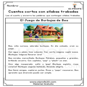 Cuadernillo de Cuentos Cortos con Sílabas Trabadas