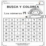 Fichas busca y colorea los números del 0 al 20