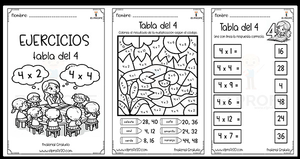 Ejercicios De La Tabla De Multiplicar Del 4 Tablas De Multiplicar