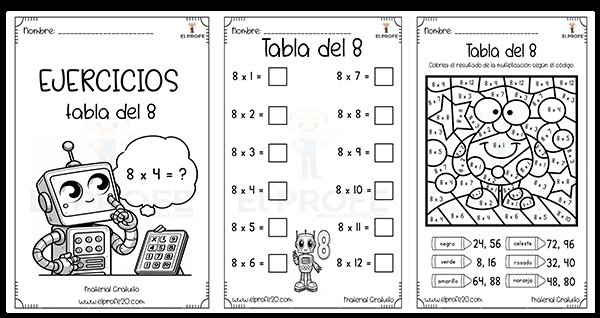 Hojas De Trabajo De Multiplicación Del 8