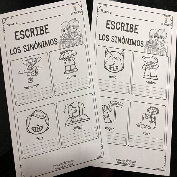 Fichas escribe los sinónimos razonamiento verbal