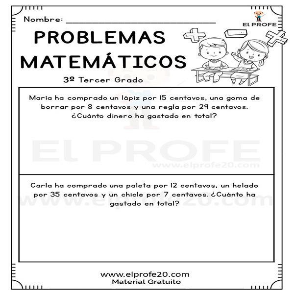 Problemas matemáticos para tercer grado