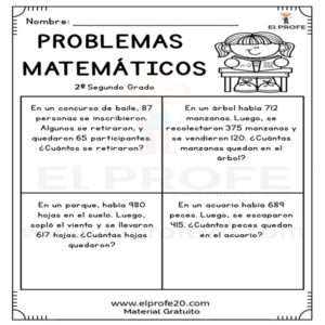 Problemas matemáticos para segundo grado