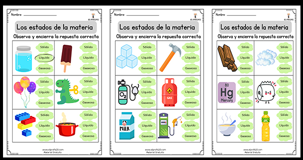 Actividades sobre los estados de la materia para niños