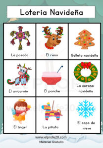 Fichas de juego de lotería navideña para imprimir