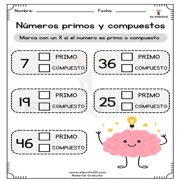 Nmeros Primos Y Compuestos Para Quinto Grado De Primaria Web Del Docente