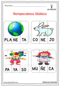 Rompecabezas silábicos para niños gratis